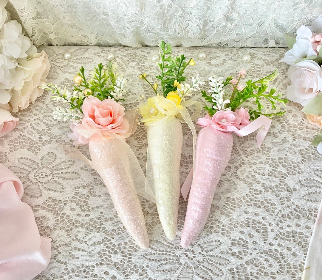 Easter Glitter Carrots, Pastel Easter Decorations, Easter Carrots ...