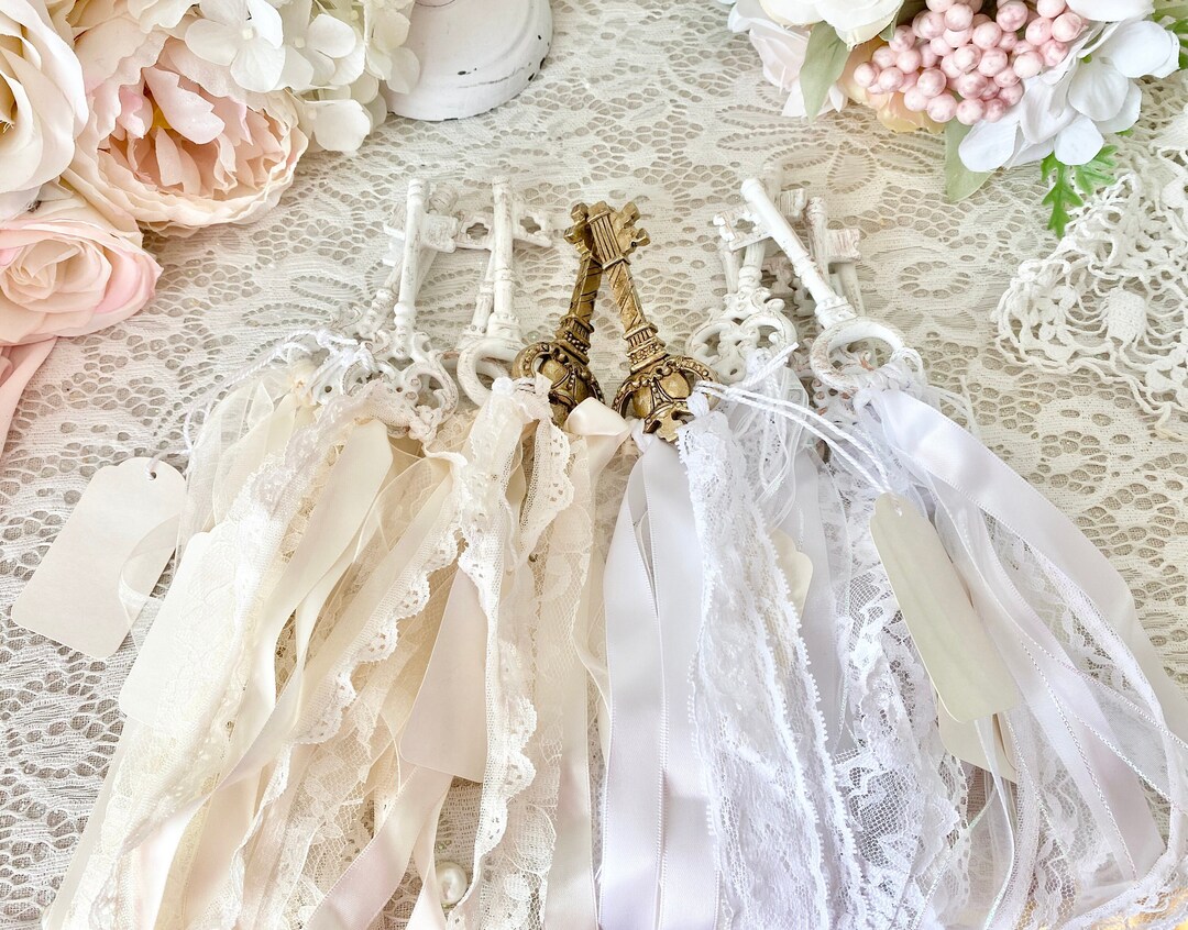 Vintage Wedding Keys, Wedding Favors, Bridal Shower Favors, Shabby Keys ...