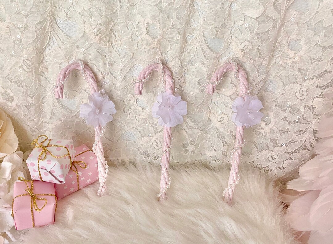 Pink Candy Canes, Pink Christmas Candy Canes, Shabby Chic Pink Candy ...