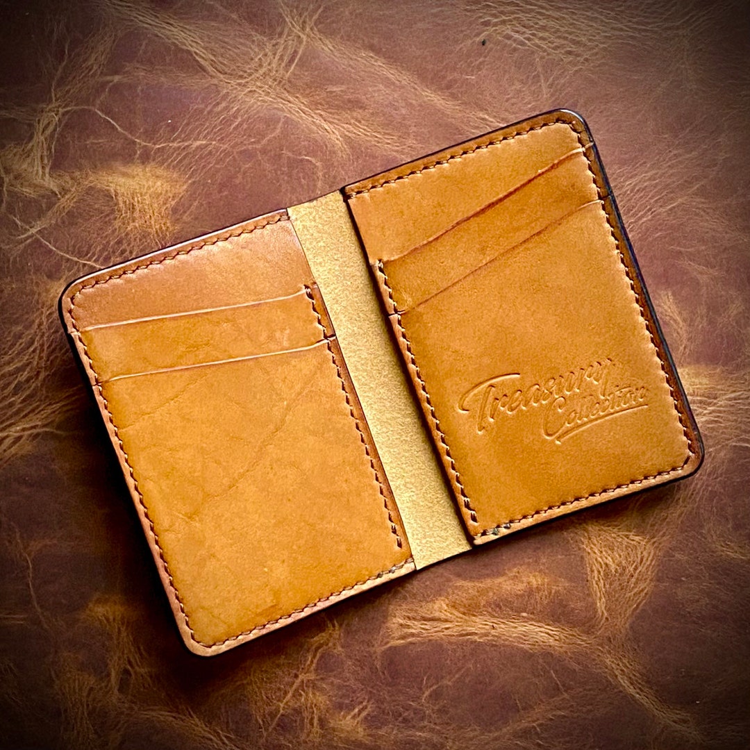 Handmade Card Wallet Bifold in Tan Dublin Whiskey Dollaro Veg - Etsy
