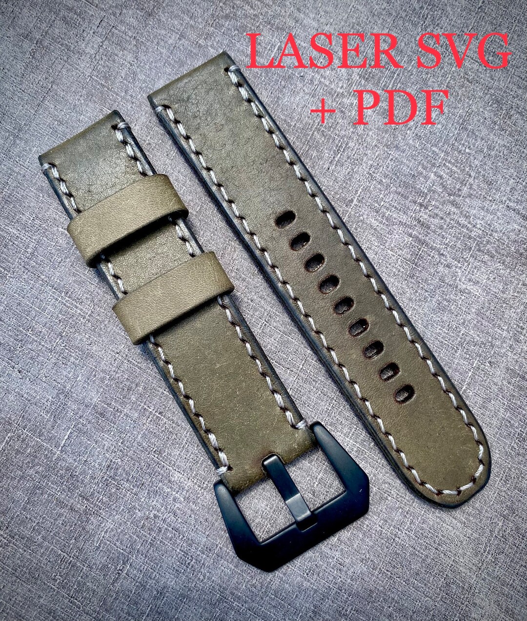 Laser Ready 22mm Watch Band Slant Holes Fold-over DIY Pattern SVG + PDF ...
