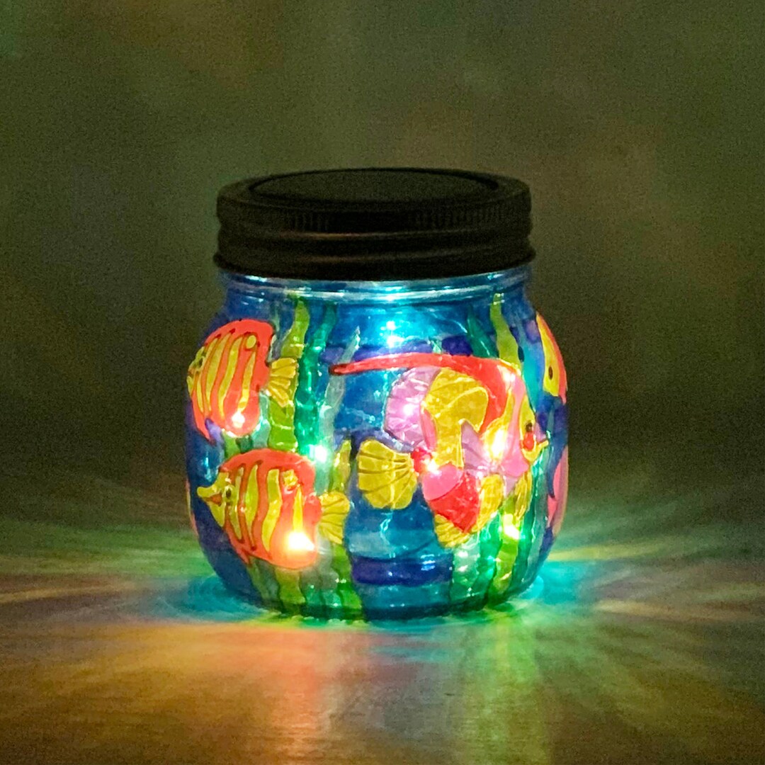 Ocean Stained Glass Solar Light / Eco Friendly Glass Light / Tropical ...