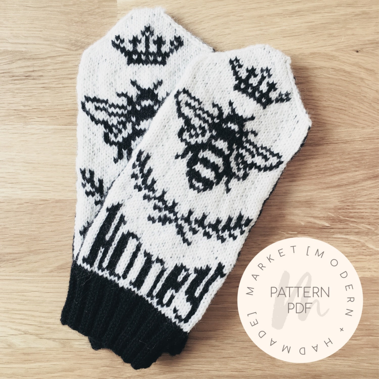 HONEY BEE // Knit Mitten Pattern // Mitten Knitting Pattern - Etsy