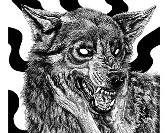 Pen and Ink Wolf - Etsy