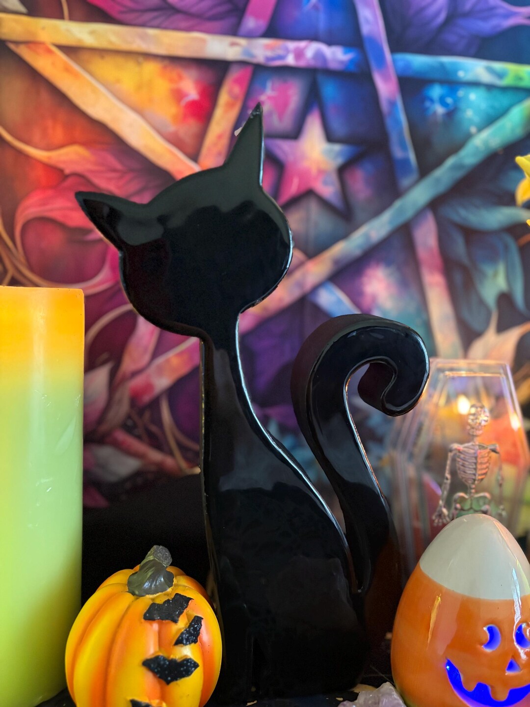 Haunted Black Cat Familiar Spirit Statue: Household Protection, Luck - Etsy