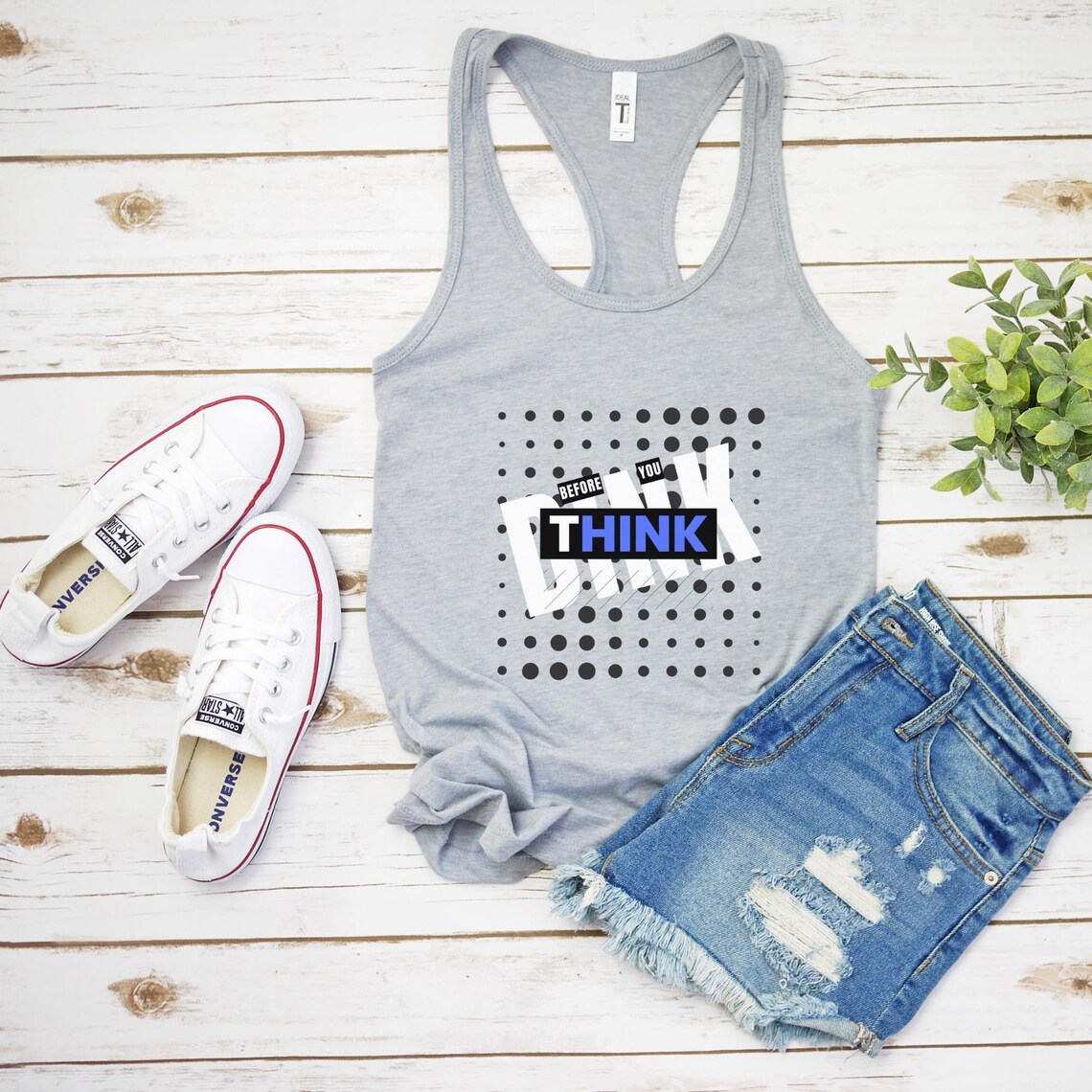Think Before You Dink Pickleball Tank Top, Pickleball Racerback Tank ...