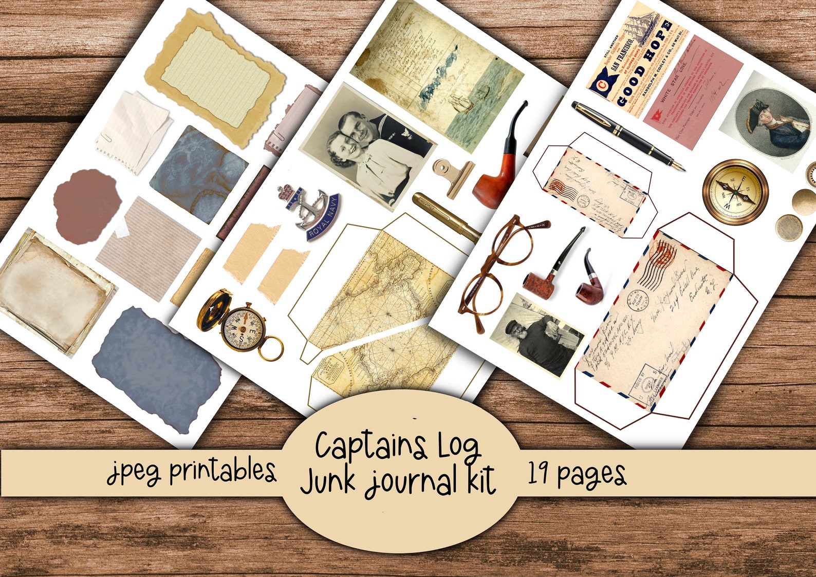 Captains Log Junk Journal Kit Nautical Ephemera Printable - Etsy