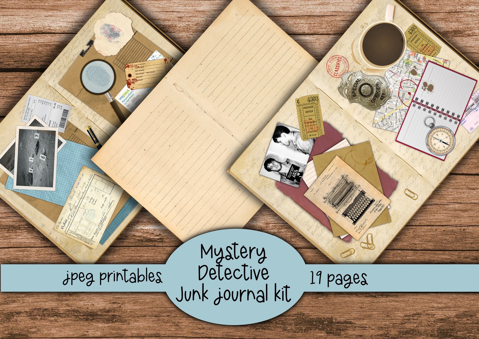 Mystery Detective Junk Journal Kit: Printable Ephemera (digital ...