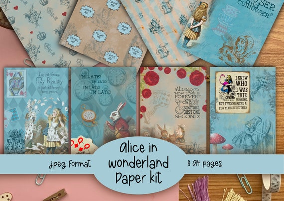 Alice in Wonderland Paper Kit Journal Ephemera Backing - Etsy