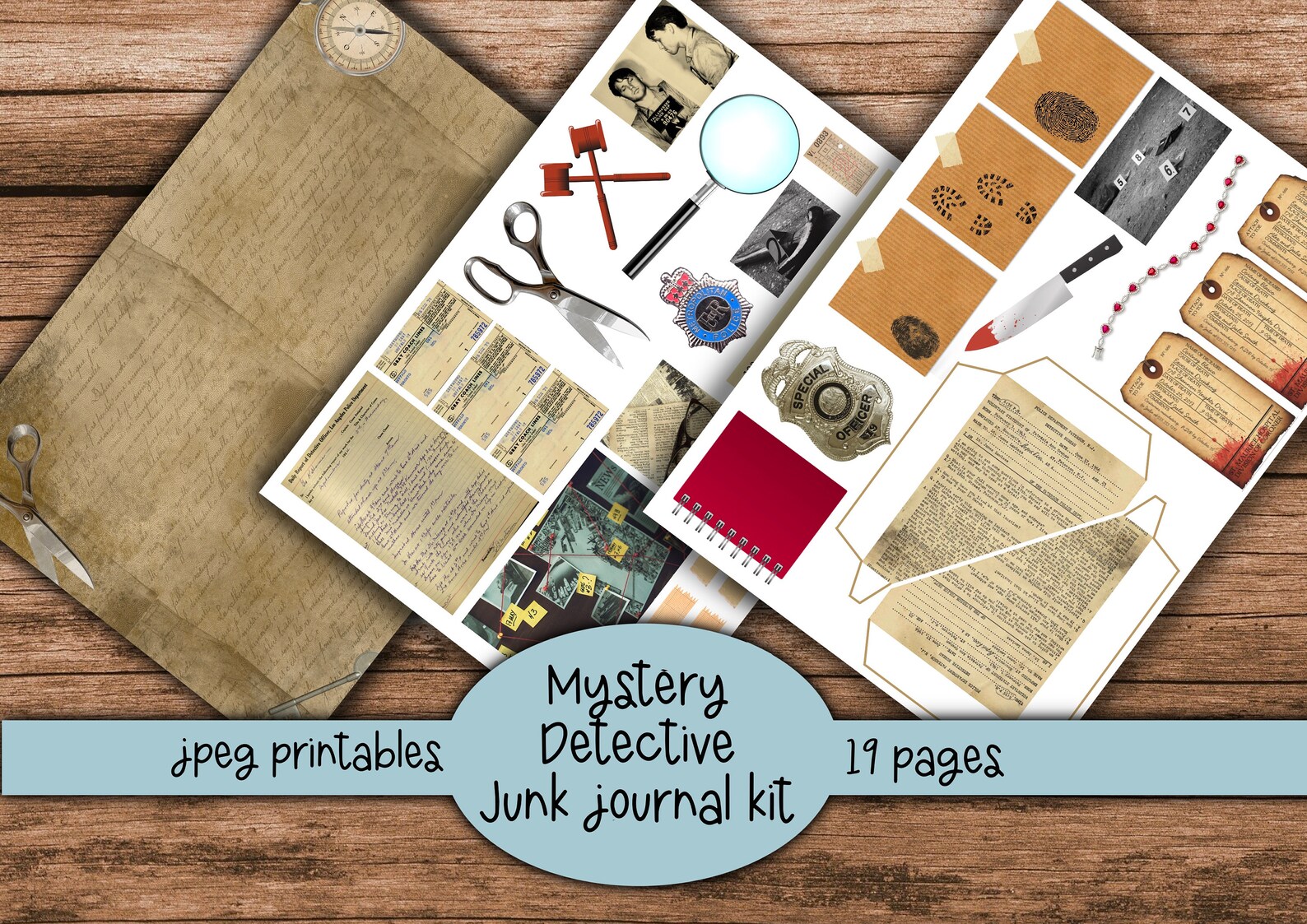 Mystery Detective Inspired Junk Journal Kit,ephemera Printable Kit,uk ...