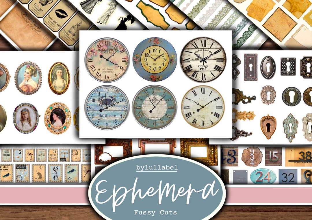 Vintage Style Ephemera Kit, Printable Selection, Digital Download ...