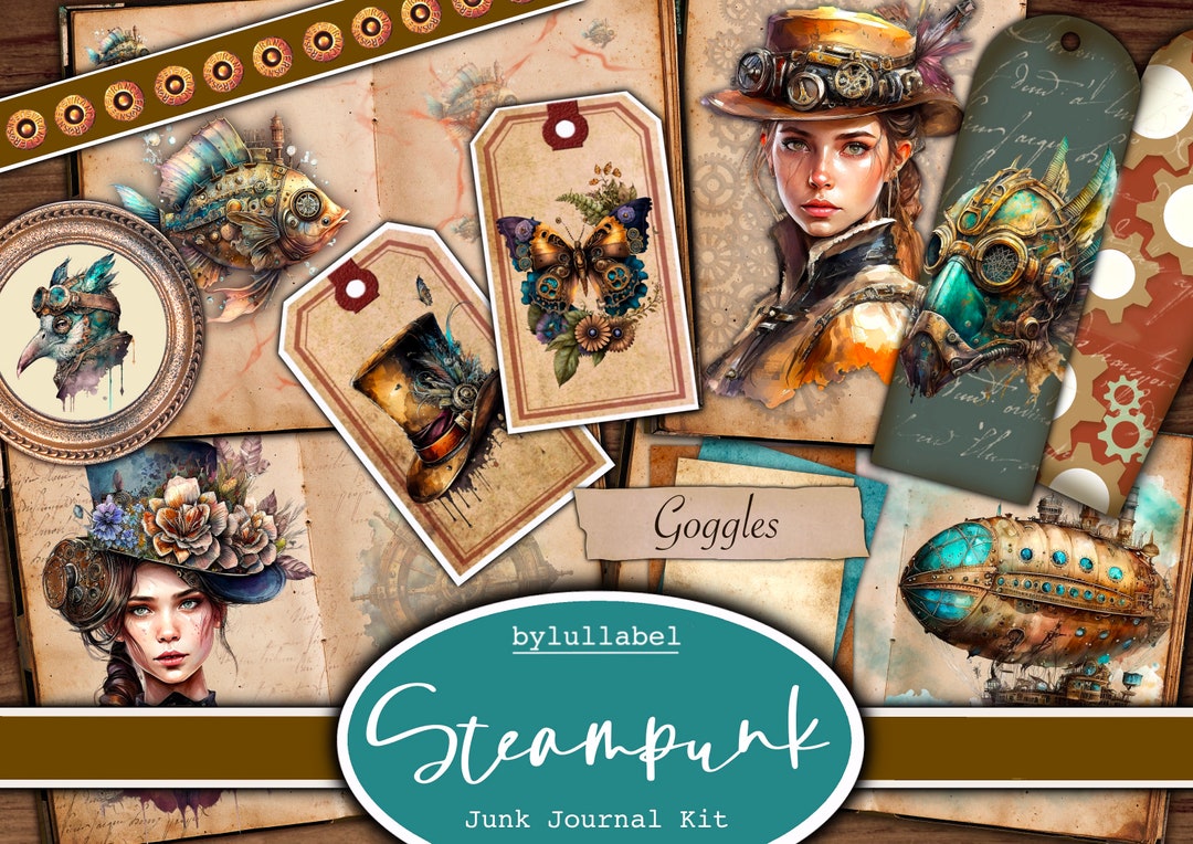 Steampunk Junk Journal Kit: Printable Ephemera, Tags, Labels (digital ...