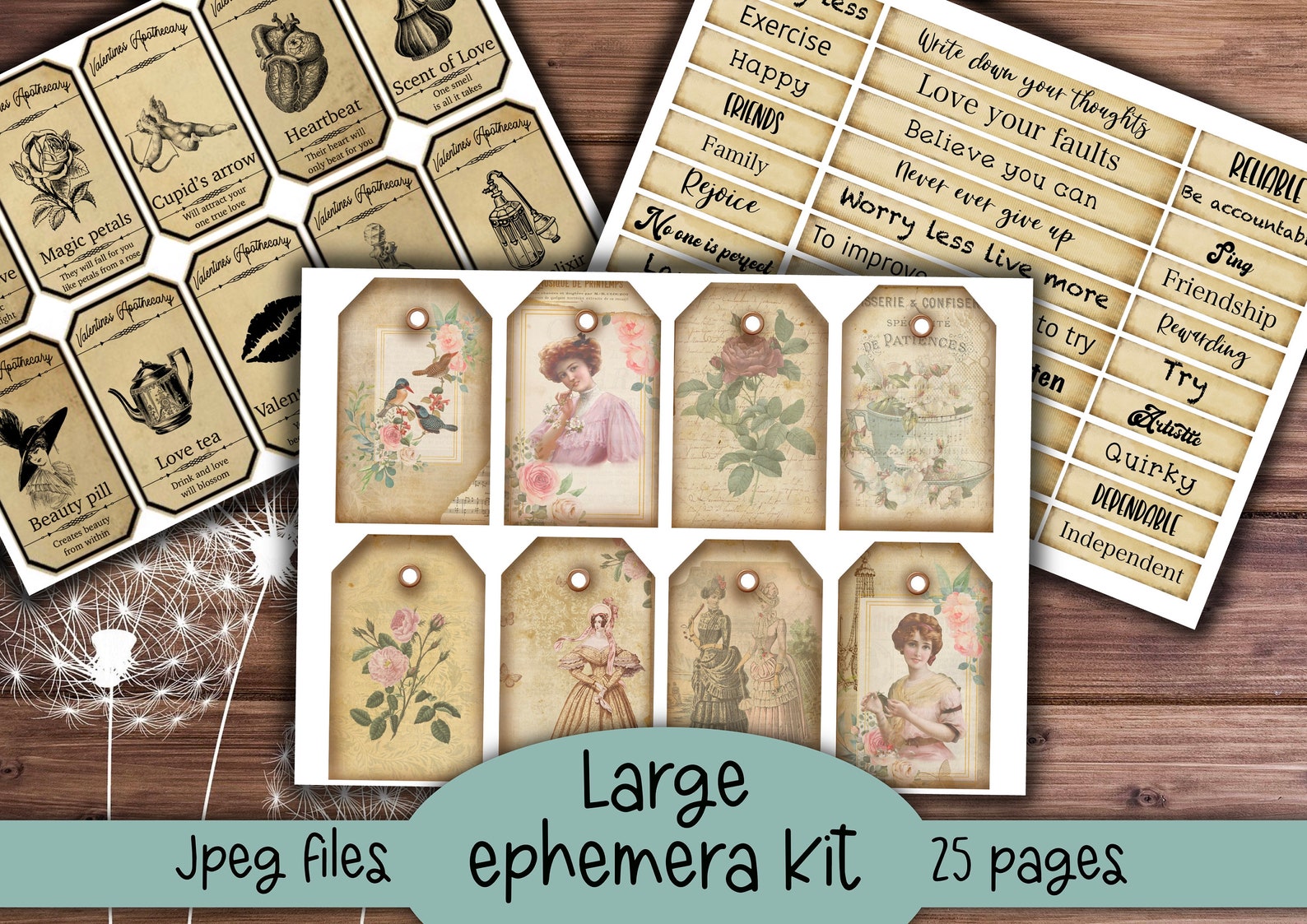 Vintage Style Ephemera Kit Printable Selection Digital - Etsy