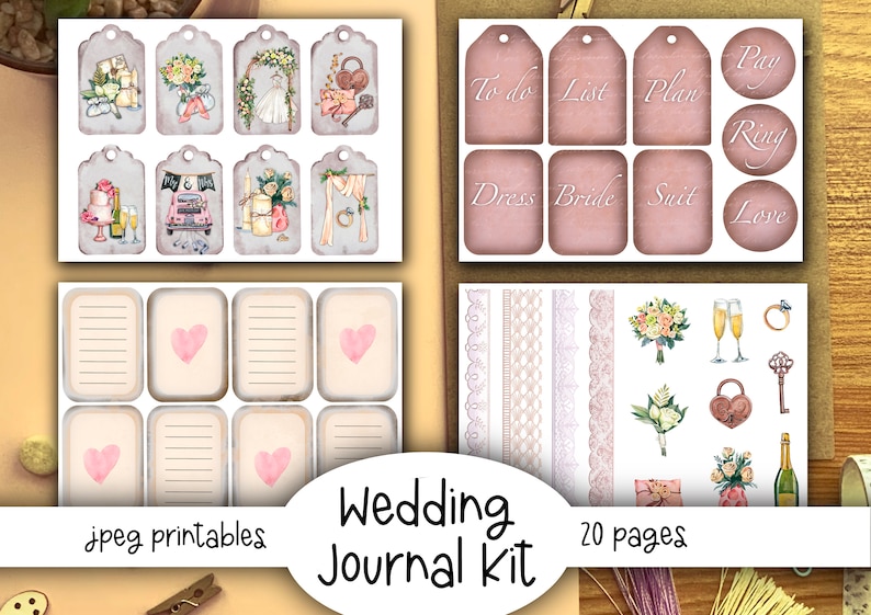 Wedding Junk Journal Kit: Printable Ephemera, Scrapbook Paper (digital ...