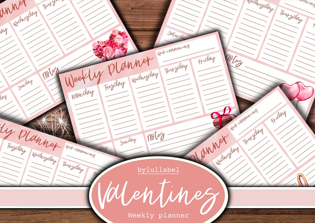 Valentines Weekly Planner Printable, Love and Romance Instant Downloads ...
