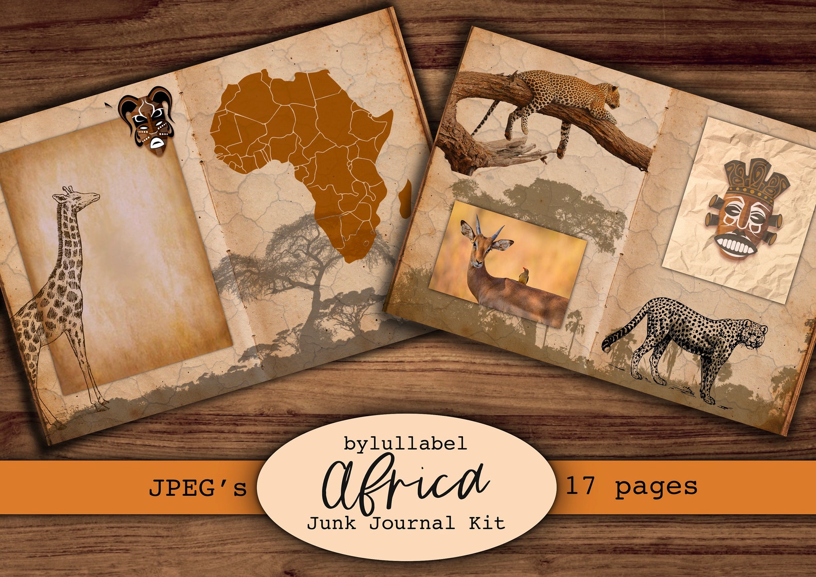 Africa Inspired Junk Journal Kit: Ephemera Printable (digital Download ...
