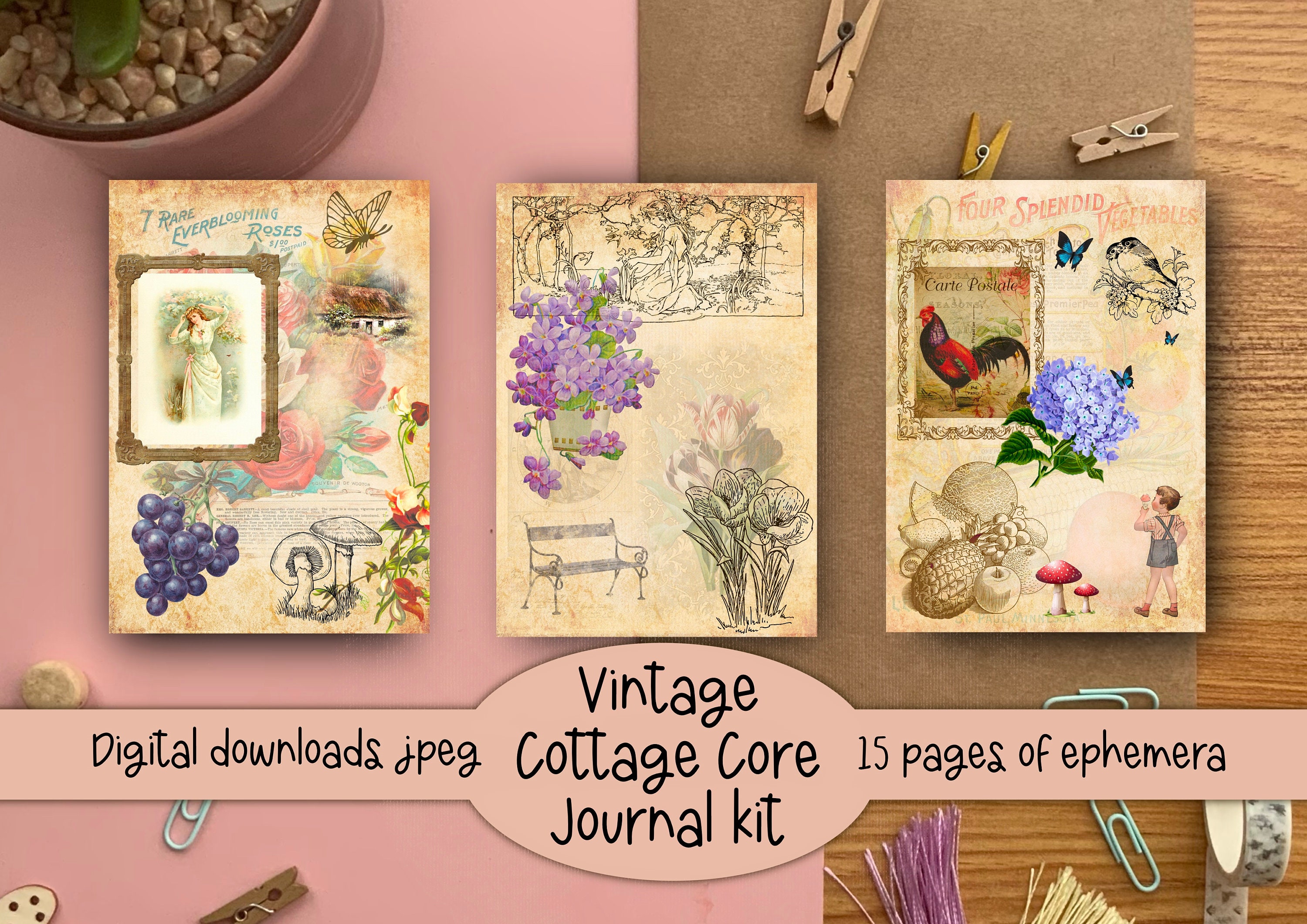 Vintage Cottage Core Ephemera Junk Journalsprintable - Etsy UK