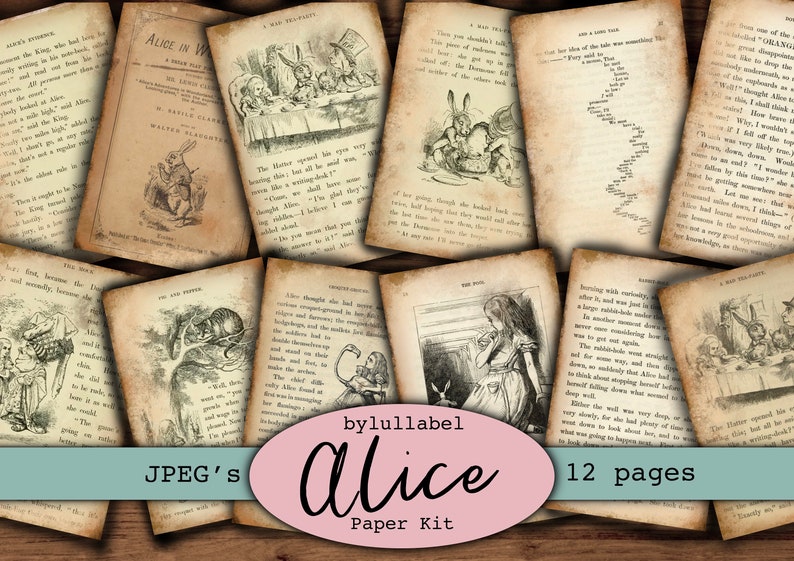 Alice in Wonderland Paper Kitbook Pages Ephemerajournal - Etsy
