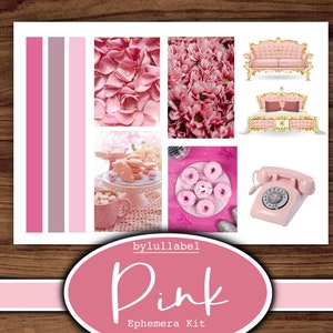 Digital Ephemera Pack, Pink Printable Fussy Cuts, Junk Journal Add Ins ...