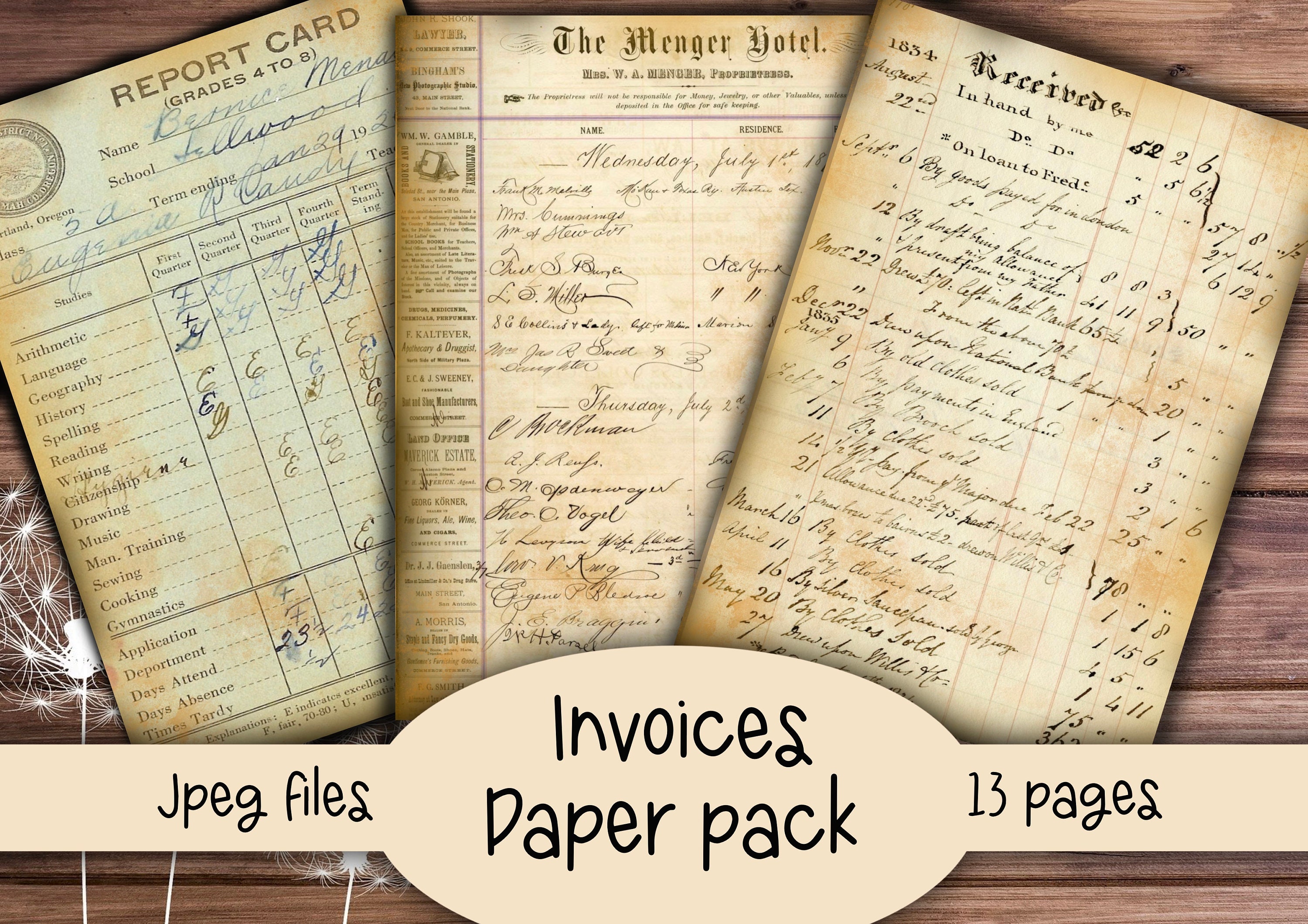 Vintage Invoices Printablesnewspaper Paper Kit Pages Junk - Etsy