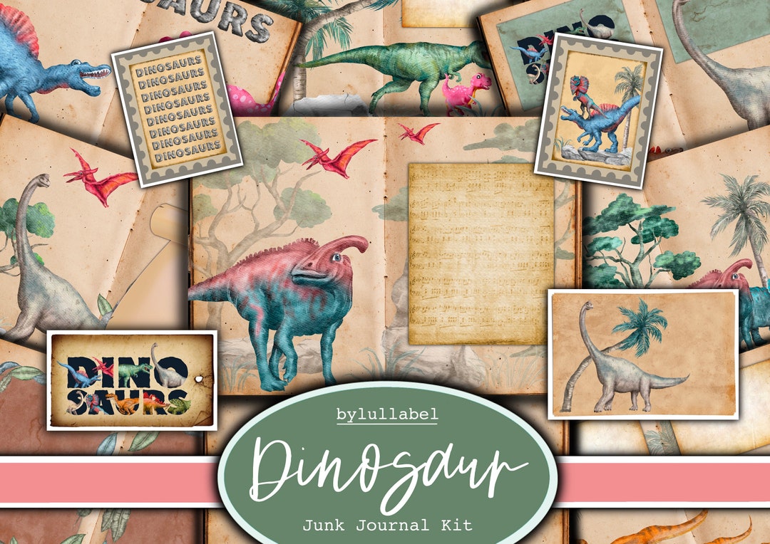 Dinosaur Junk Journal Kit: Dino Ephemera, Scrapbook Pages (digital ...