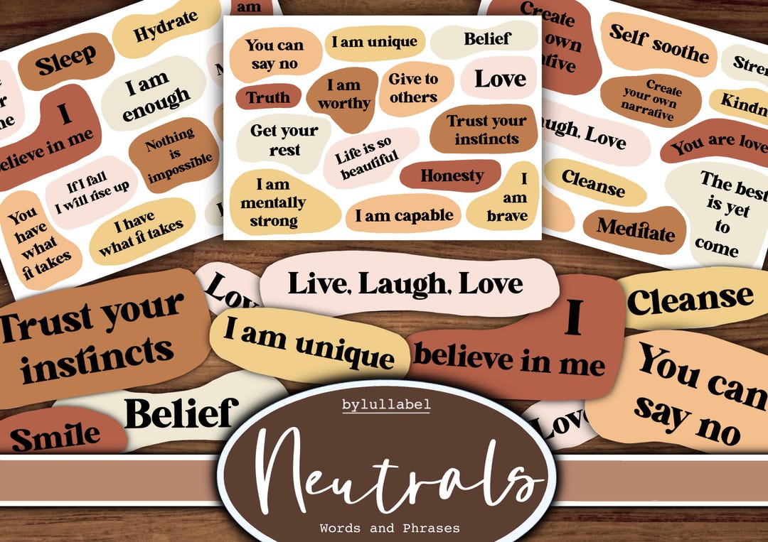 Positive Affirmations Ephemera: Neutral Printable Words (digital ...
