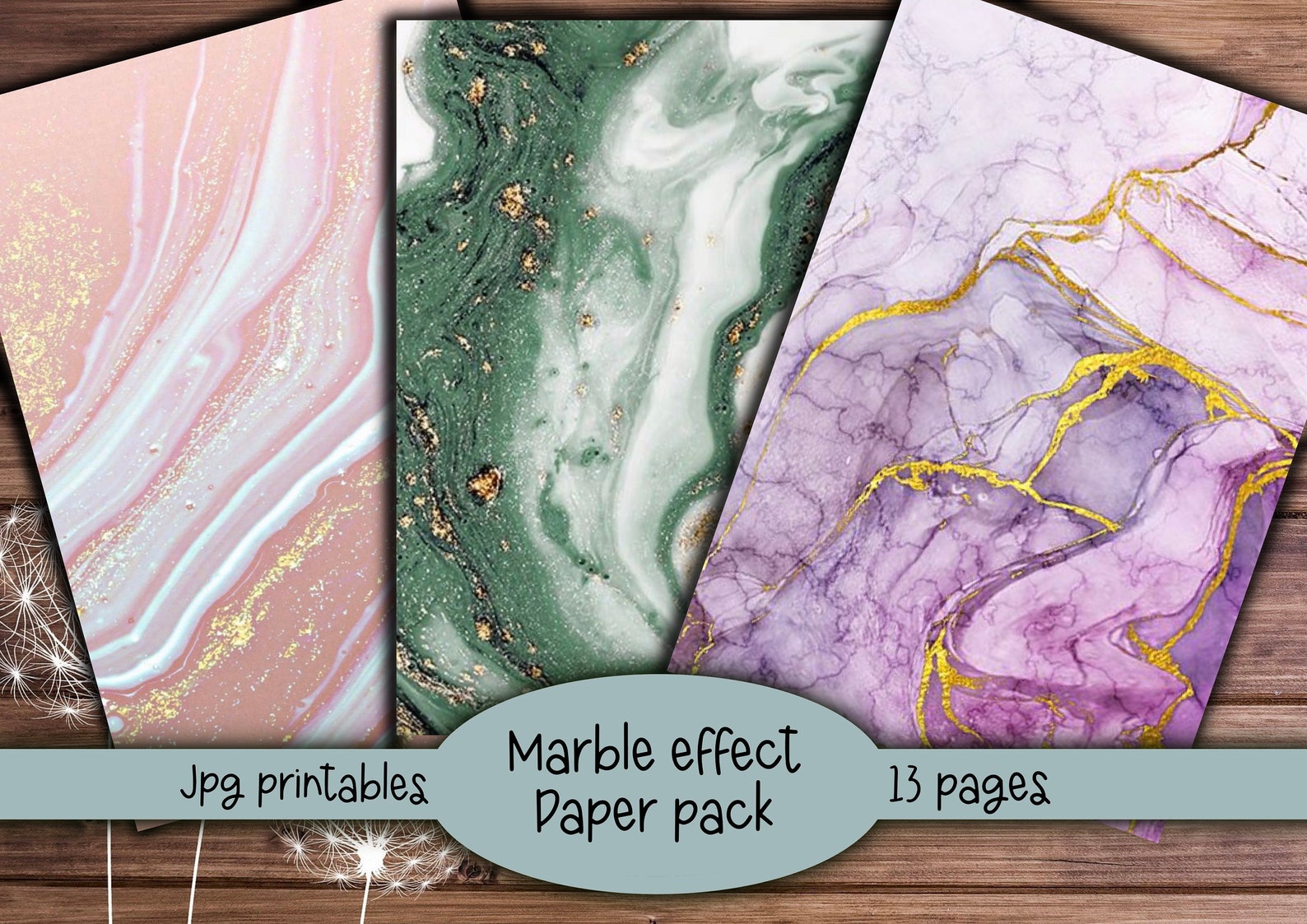 Marble Effect Printables Gold Shimmer Paper Kit Pages Junk - Etsy UK