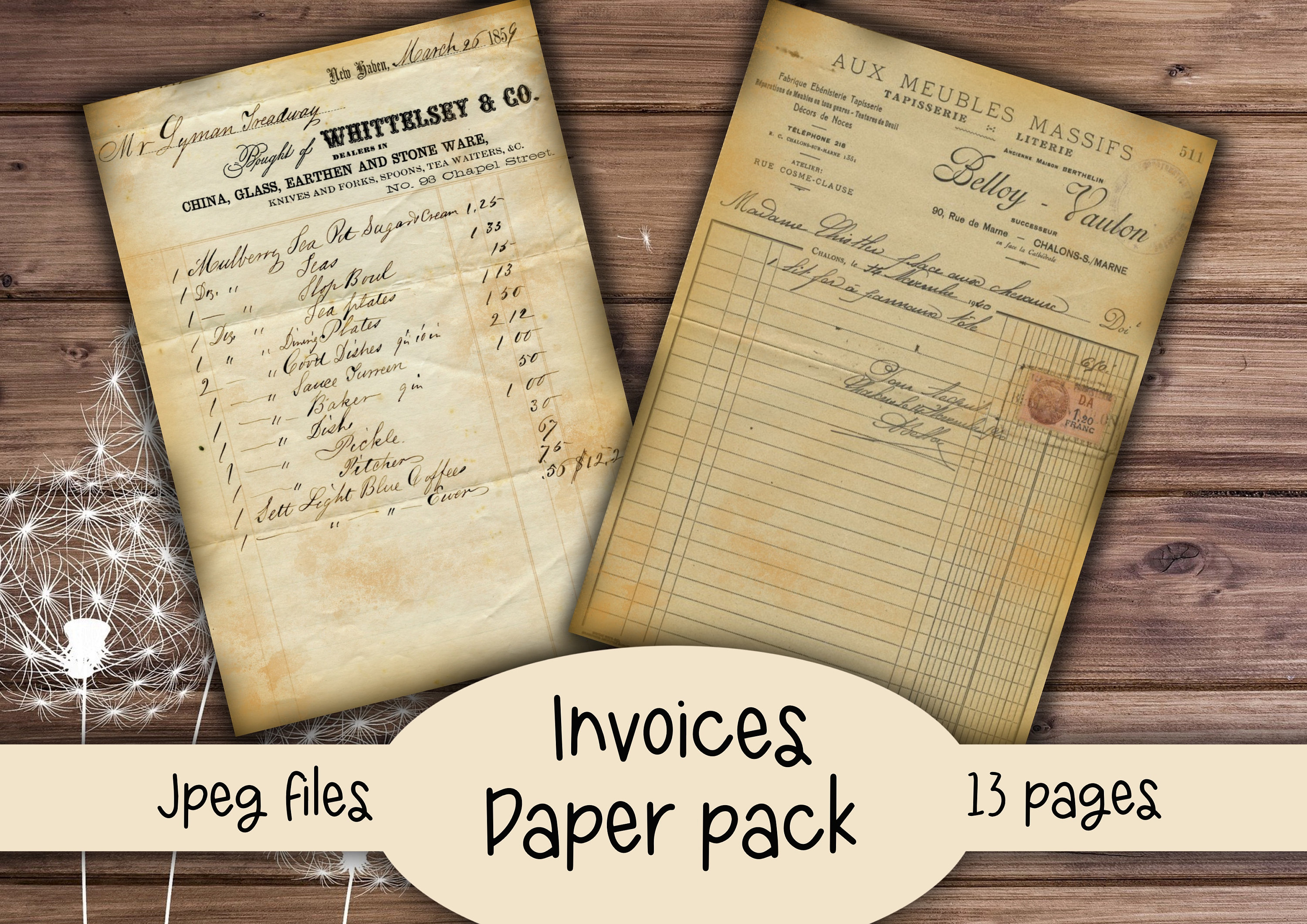 Vintage Invoices Printablesnewspaper Paper Kit Pages Junk - Etsy