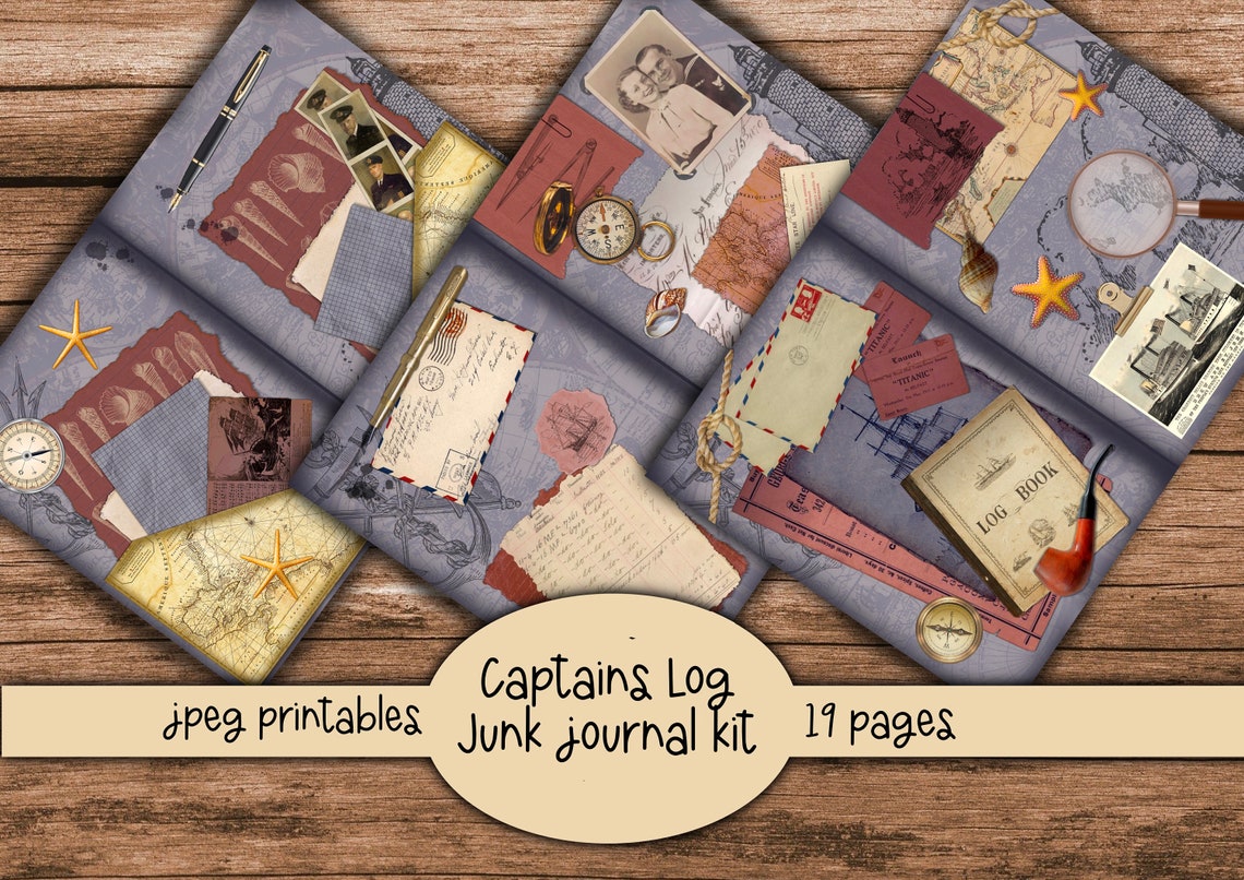 Captains Log Junk Journal Kit Nautical Ephemera Printable - Etsy