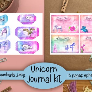 Unicorn Junk Journal Printable Kit, Digital Download, Fantasy, Unicorns ...