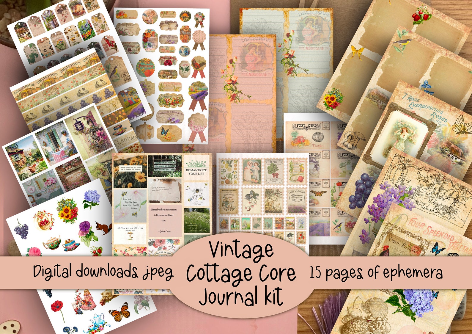 Vintage Cottage Core Ephemera Junk Journalsprintable - Etsy UK