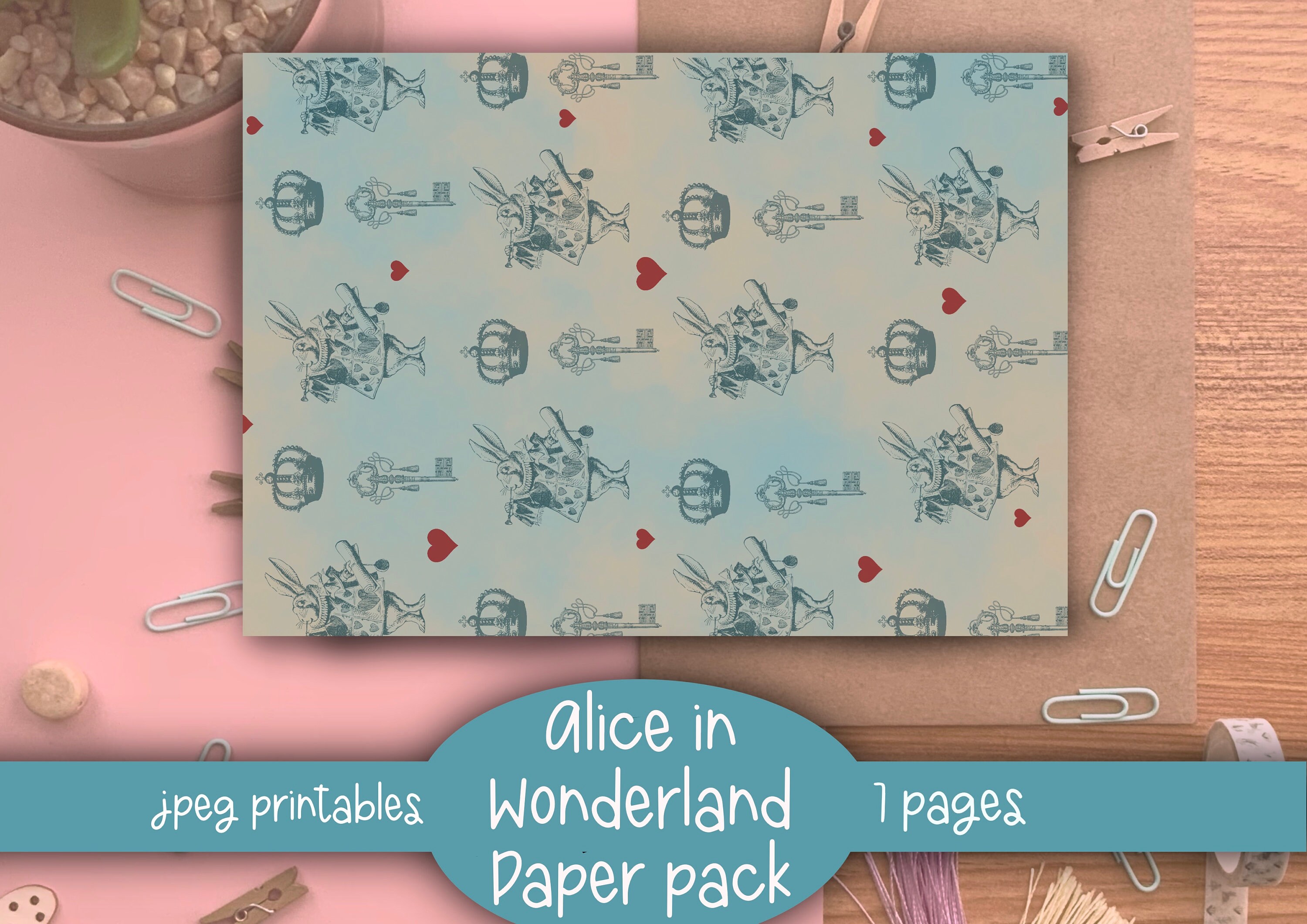 Alice in Wonderland Paper Kit Journal Ephemera Backing - Etsy