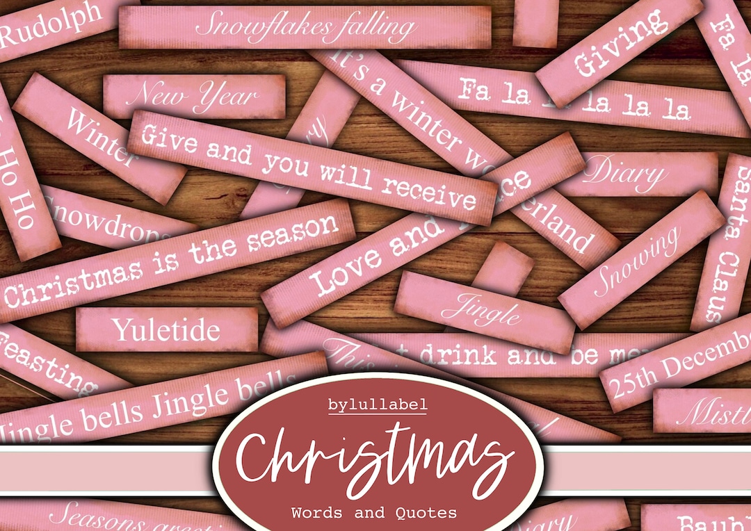Christmas Words and Phrases Ephemera, Printable,digital Downloads. 60 ...