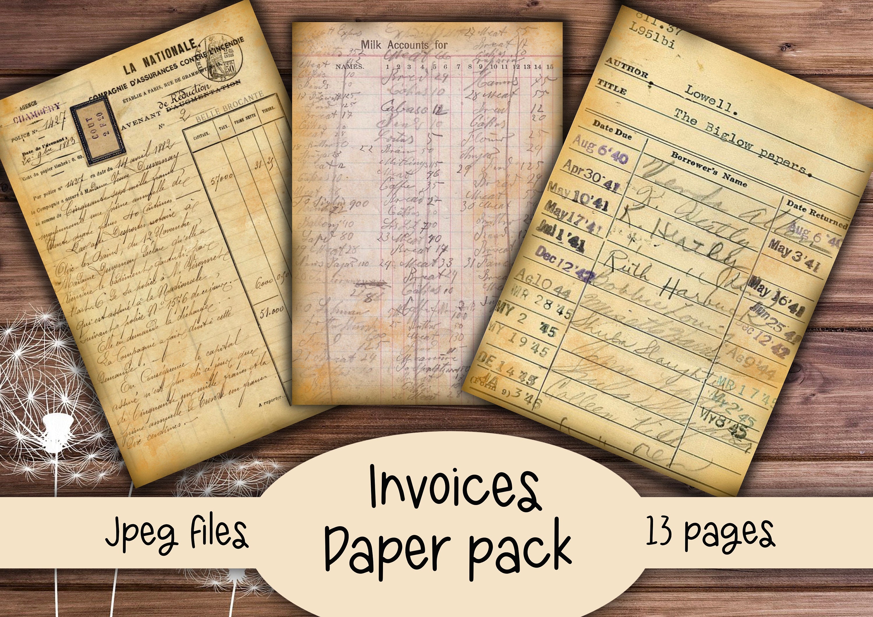 Vintage Invoices Printablesnewspaper Paper Kit Pages Junk - Etsy