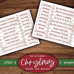 Christmas Words and Phrases Ephemera, Printable,digital Downloads. 60 ...