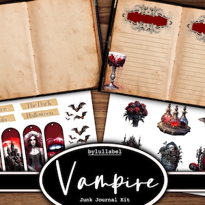 Vampire Junk Journal Kit, Printable Kit, Uk. Dracula Paper, Pockets ...
