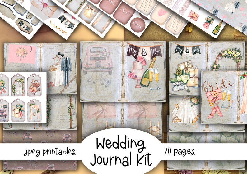 Wedding Junk Journal Kit: Printable Ephemera, Scrapbook Paper (digital ...