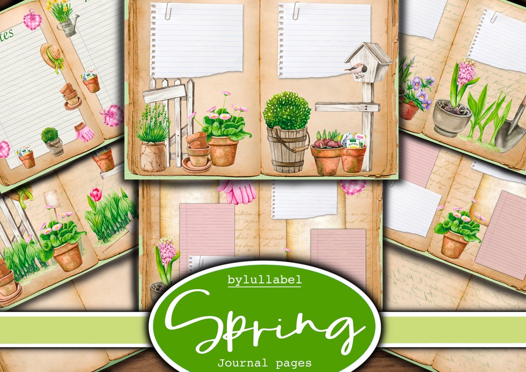 Spring Garden Printables Paper Kit Pages, Floral Junk Journal ...