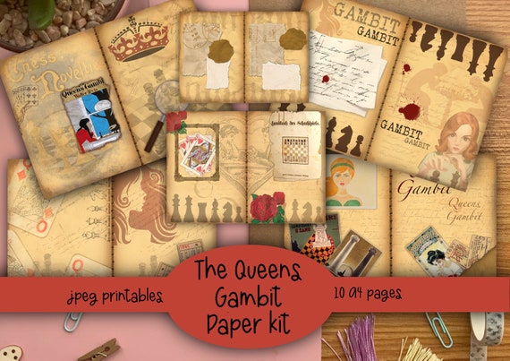 Queens Gambit printables paper kit pages chess junk | Etsy