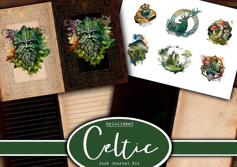 Celtic Junk Journal Kit: Printable Ephemera, Scrapbook Embellishments ...