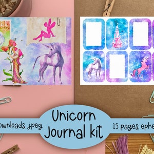 Unicorn Junk Journal Printable Kit, Digital Download, Fantasy, Unicorns ...