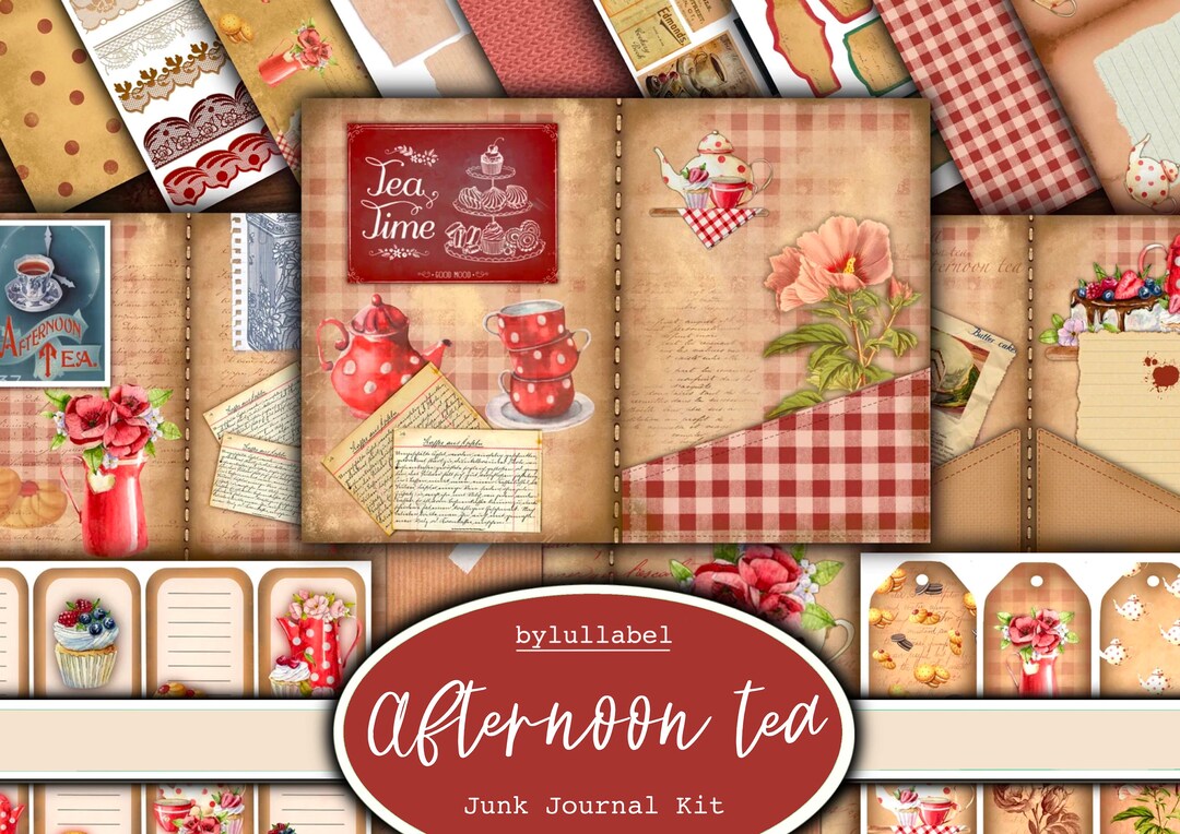 Afternoon Tea Junk Journal Kit: Vintage Ephemera, Embellishments ...