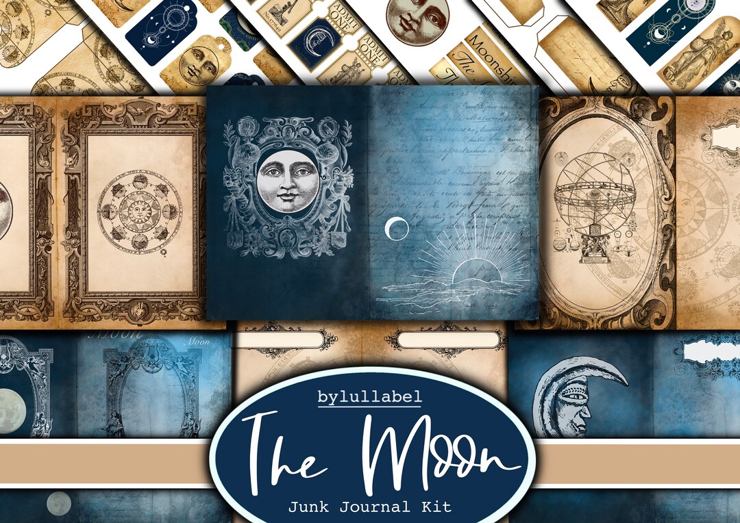 Celestial Moon Inspired Junk Journal Kit Ephemera Printable - Etsy UK