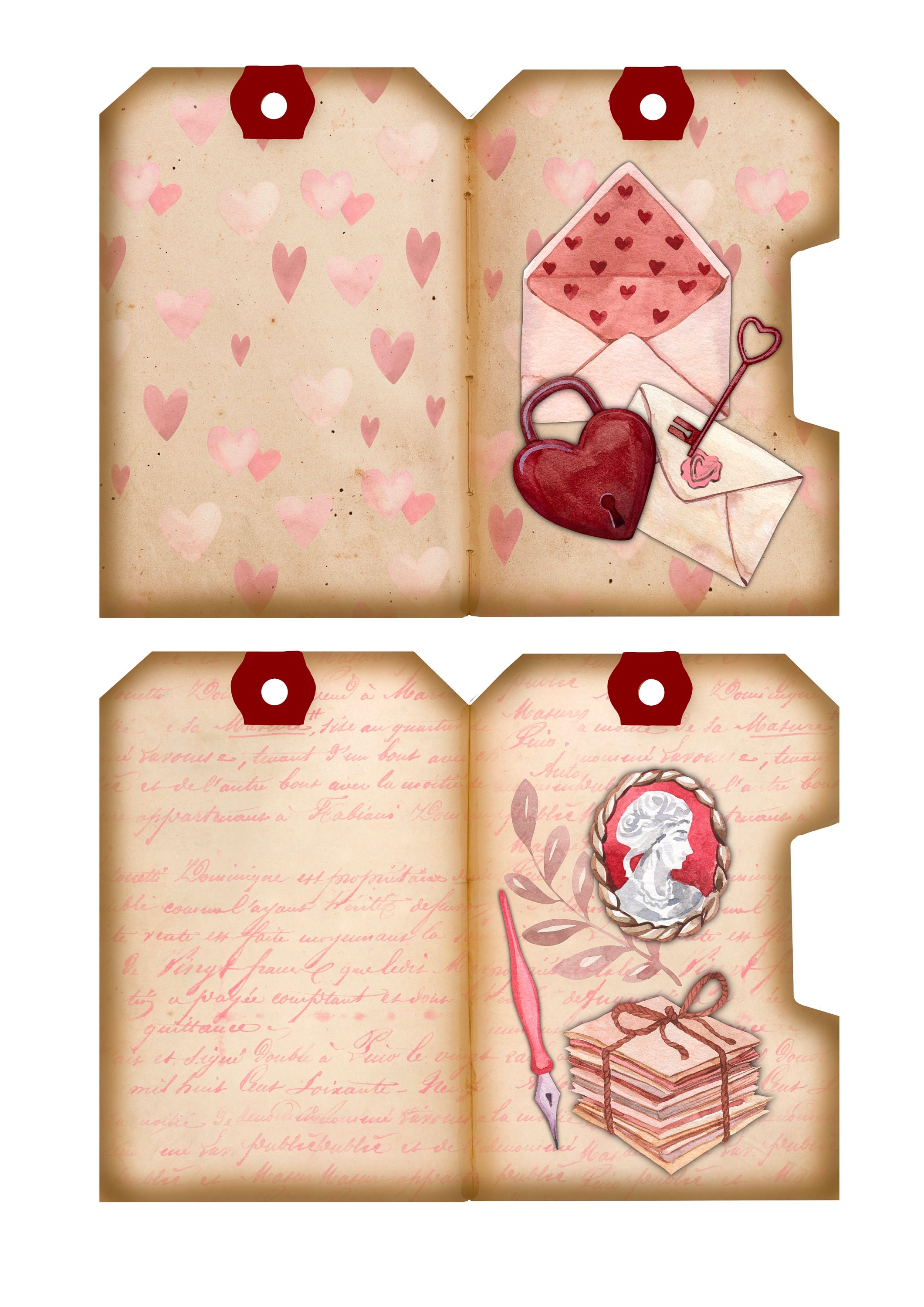 Printable Love Tag Pockets Folios Junk Journal Insert - Etsy