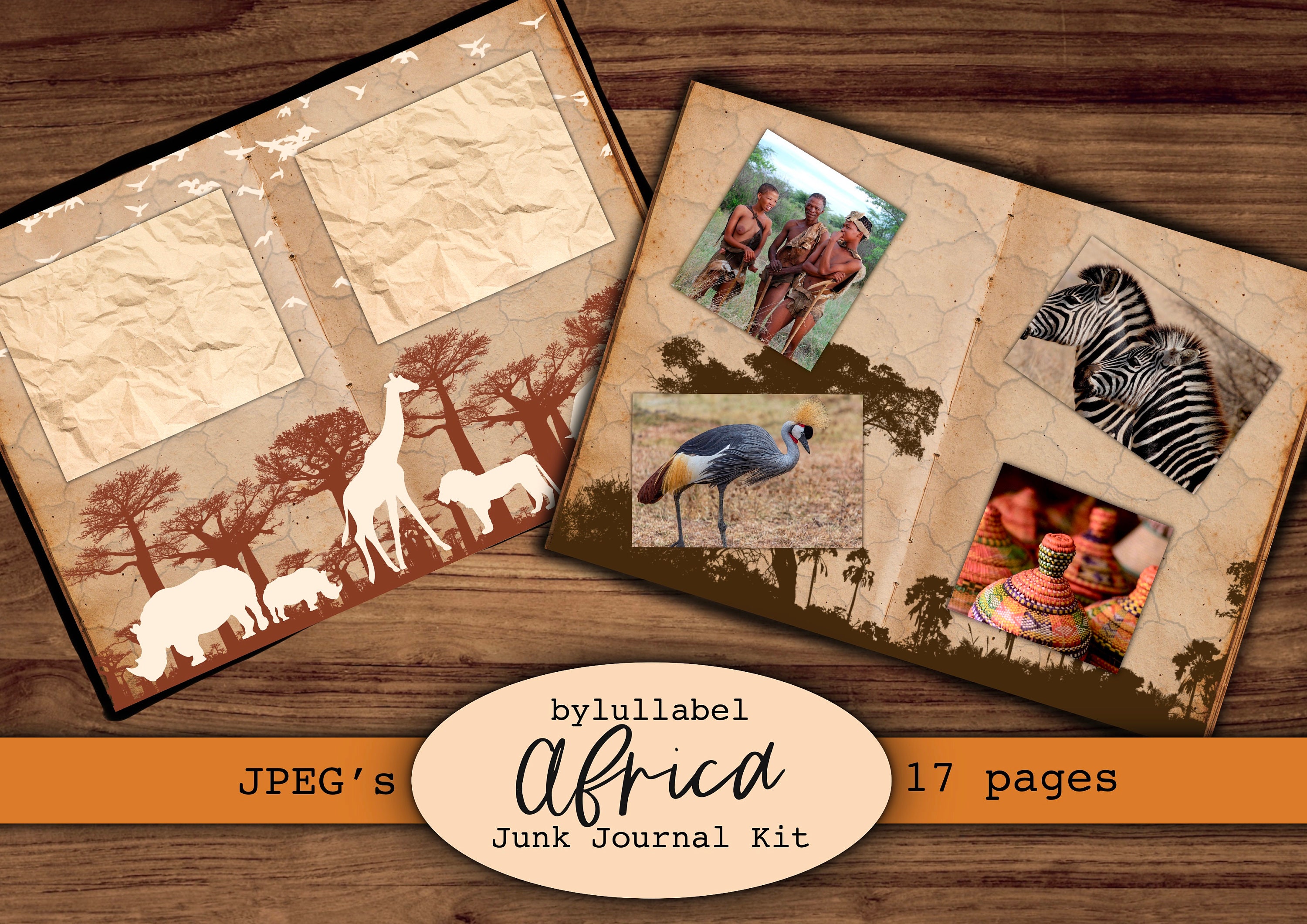 Africa Inspired Junk Journal Kit: Ephemera Printable (digital Download ...