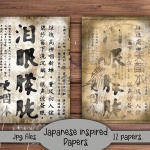 Vintage Japanese Inspired Backing Papers Kit, Printable Kit, Uk. Paper ...