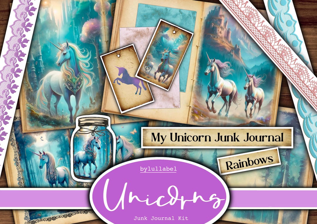 Unicorn Fantasy Junk Journal Kit: Printable Ephemera (digital Download ...