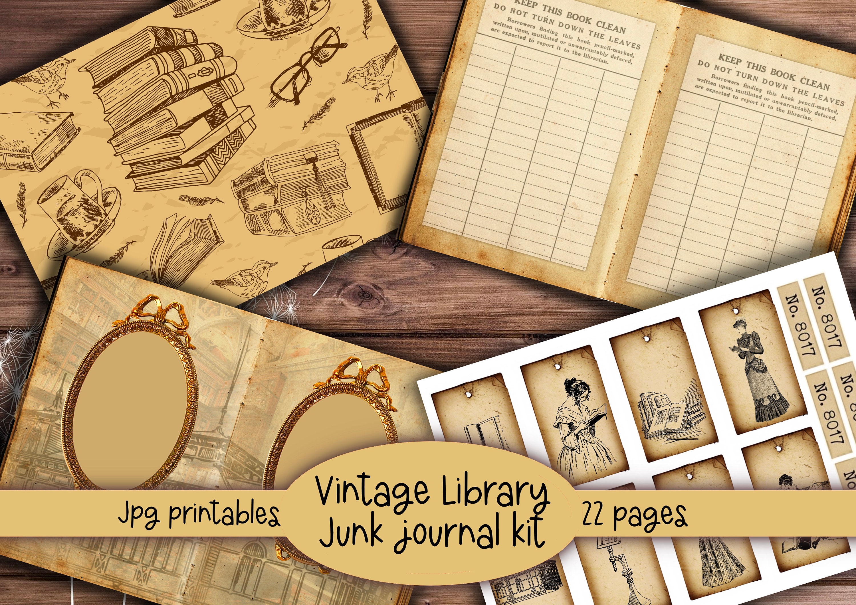 Vintage Library Large Junk Journal Pack Books Embellishments - Etsy