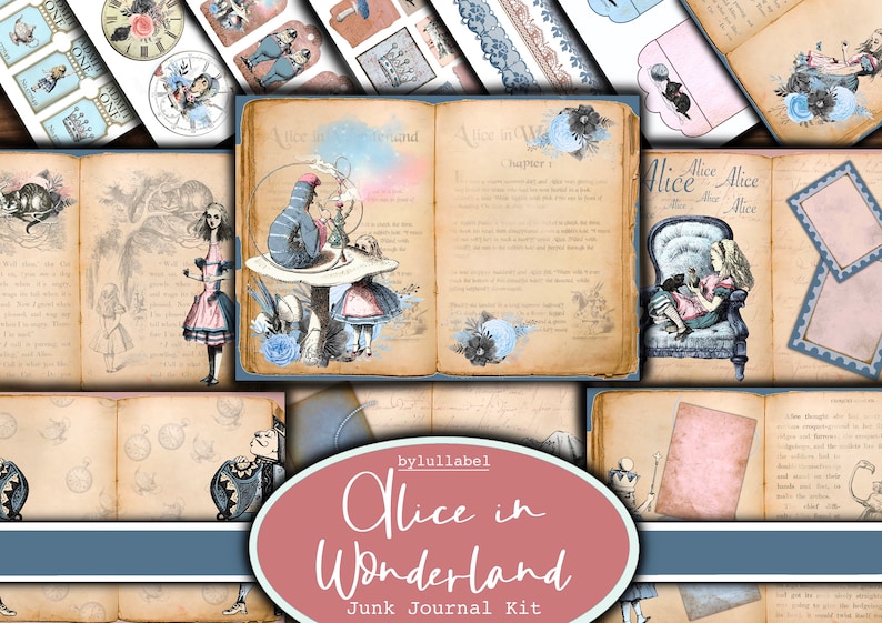 Alice in Wonderland Junk Journal Kitephemera Printable - Etsy