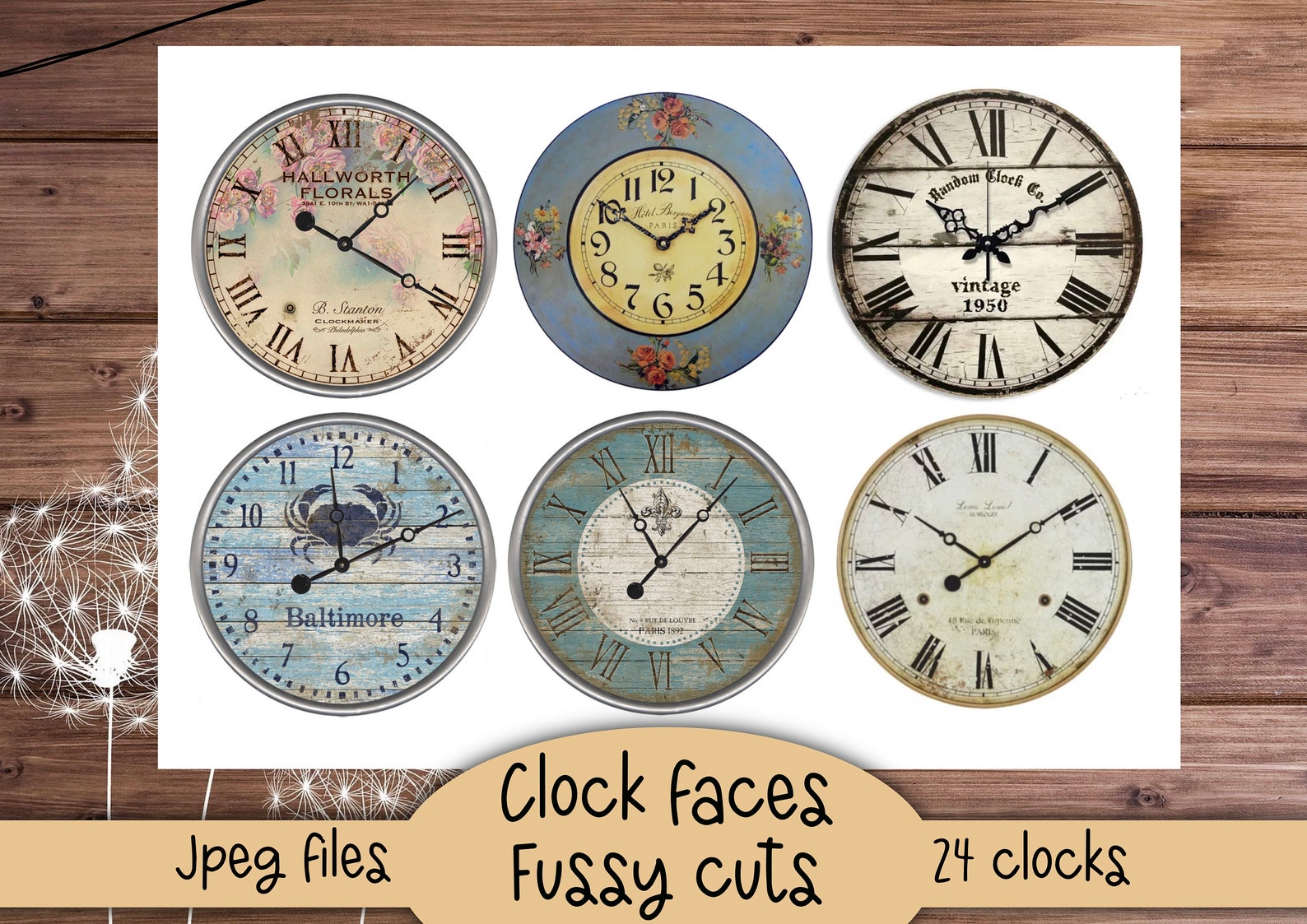 Clock Faces Ephemera Printable Digital Downloads. 24 to - Etsy Canada